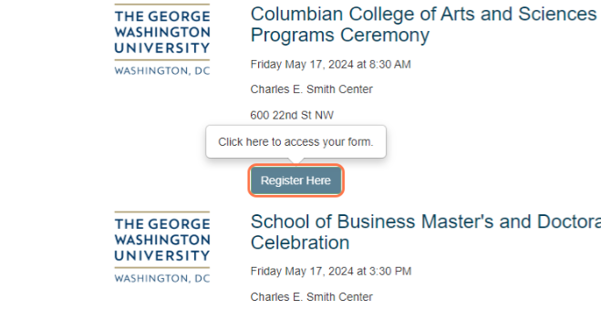 How to Register for Commencement Week Events | GW Commencement | The ...